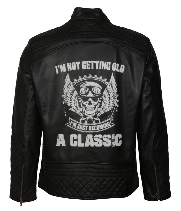 Shop Men's Biker Gang Black Quilted Leather Jacket - Sale