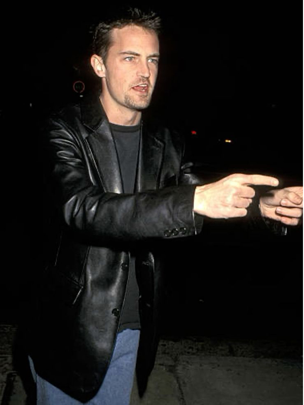 Matthew Perry Vintage Black Leather Coat - The Jacket Merchant