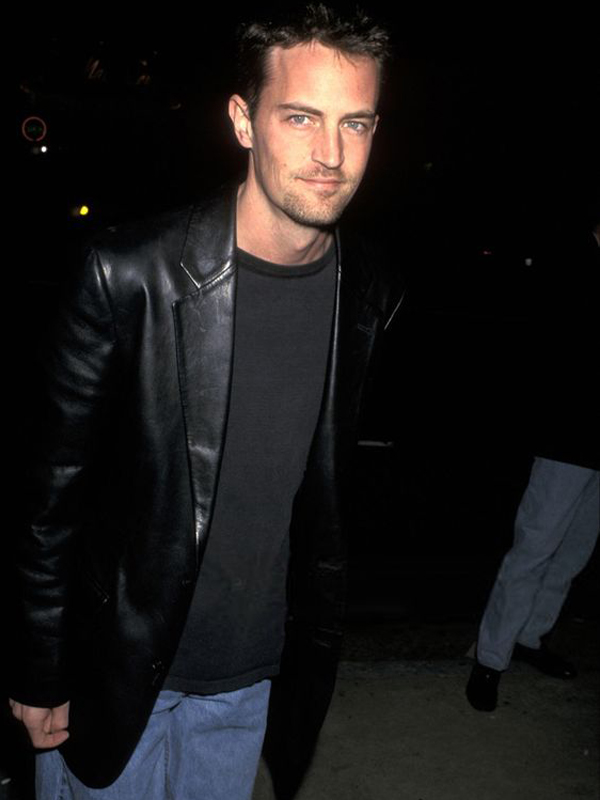 Matthew Perry Vintage Black Leather Coat - The Jacket Merchant