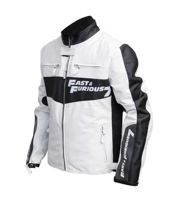 Vin Diesel Fast and Furious 7 White Leather Jacket - The Jacket Merchant