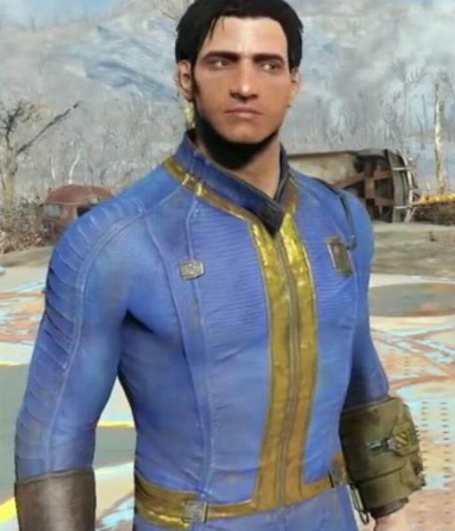 Shop Vault Fallout 76 Blue Leather Jacket - SALE