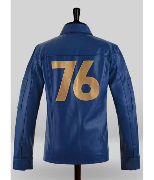 Shop Vault Fallout 76 Blue Leather Jacket - SALE