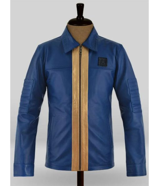 Shop Vault Fallout 76 Blue Leather Jacket - SALE