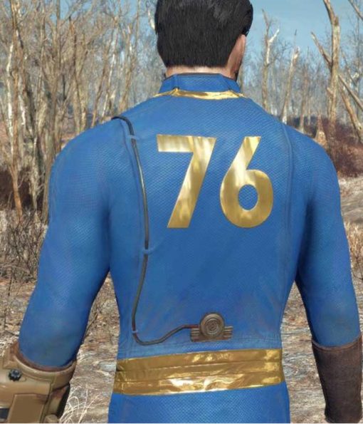 Shop Vault Fallout 76 Blue Leather Jacket - SALE