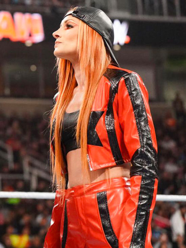WWE Becky Lynch Red Black Leather Jacket - The Jacket Merchant