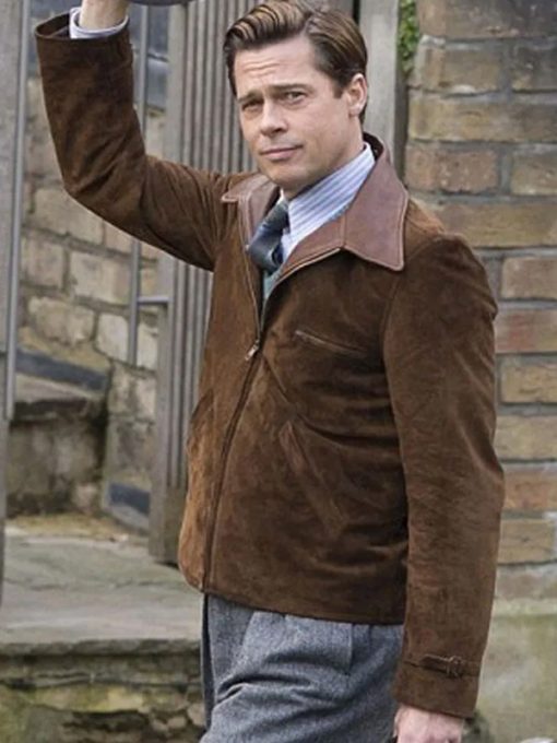 Brad Pitt Allied Suede Leather Brown Jacket - The Jacket Merchant