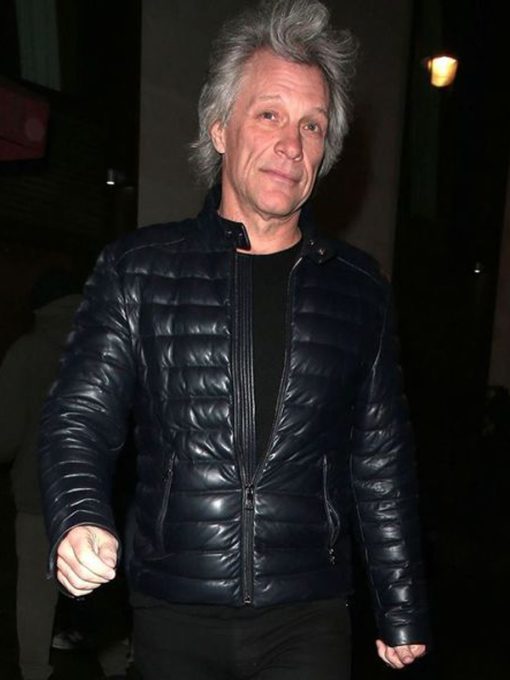 Jon Bon Jovi Vintage Puffer Style Leather Jacket - The Jacket Merchant