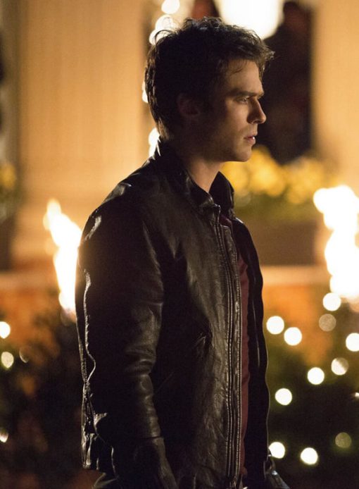 Damon Salvatore The Vampire Diaries Black Leather Jacket - The Jacket ...