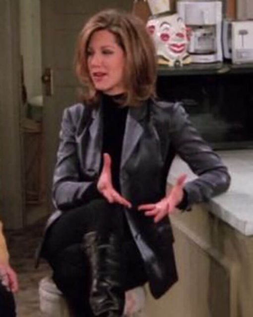 Friends Rachel Green Black Leather Blazer - The Jacket Merchant