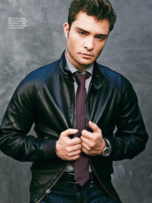 Gossip Girl Ed Westwick Bomber Leather Jacket - The Jacket Merchant