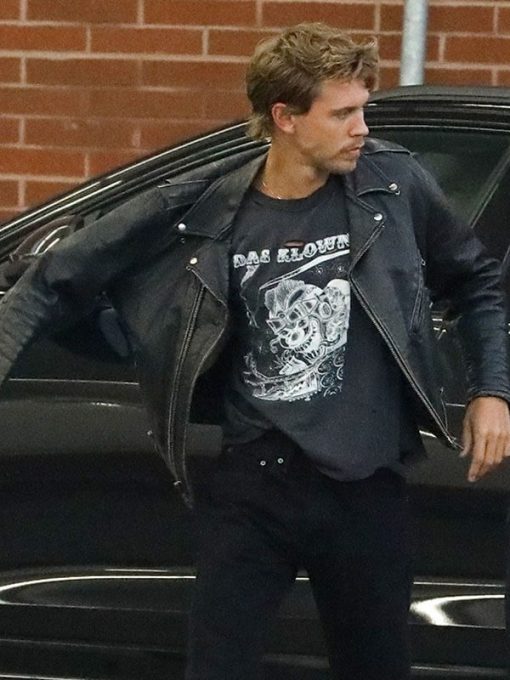Austin Butler Black Biker Leather Jacket