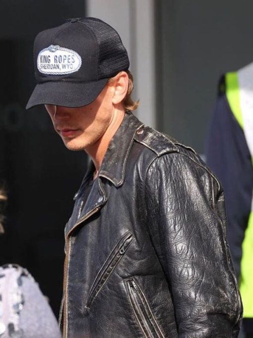 Austin Butler Black Distressed Leather Jacket