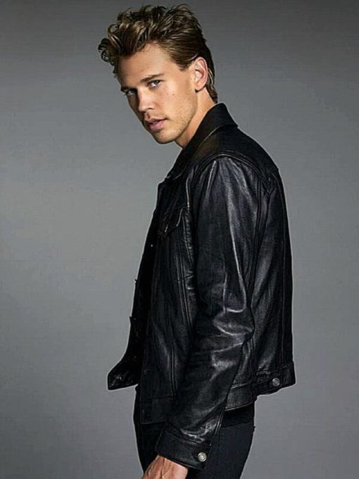 Austin Butler New Black Buttoned Leather Jacket
