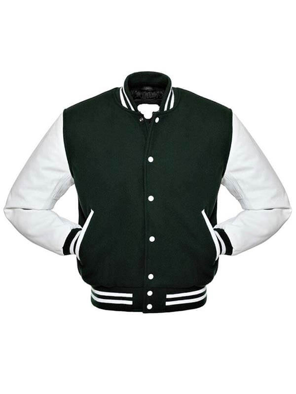 Men's Green & White Varsity Wool Jacket