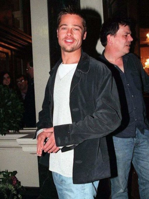 Brad Pitt Gray Suede Leather Jacket