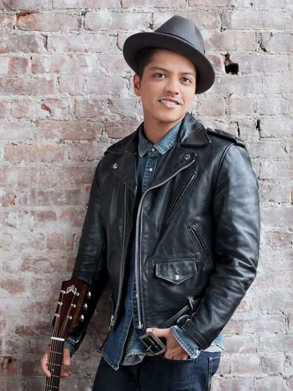 Bruno Mars Black Brando Leather Jacket - The Jacket Merchant