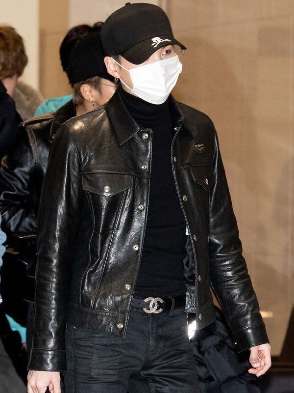 BTS Suga New Black Leather Jacket