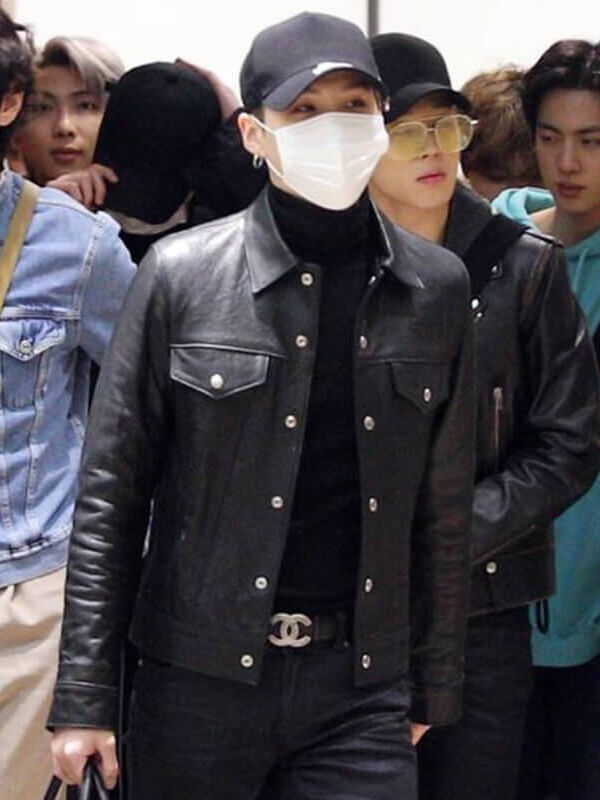 BTS Suga New Black Leather Jacket