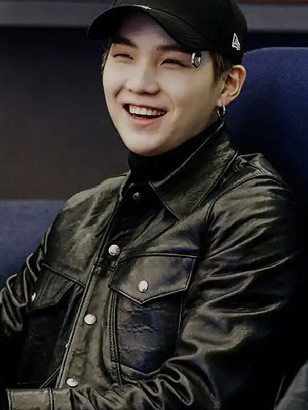 BTS Suga New Black Leather Jacket