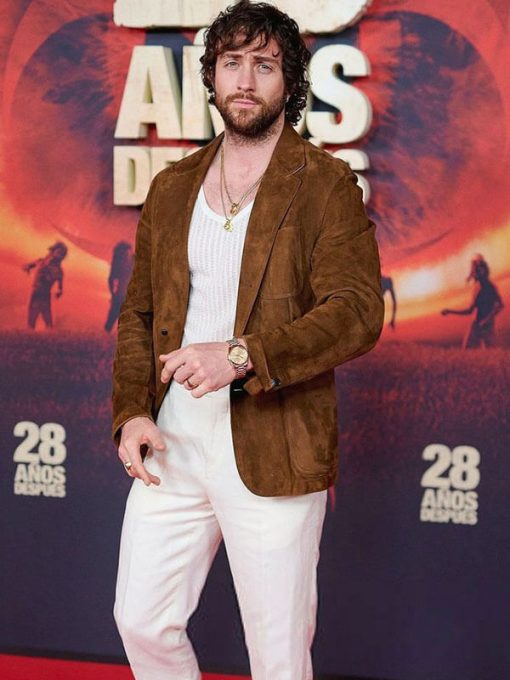Aaron Taylor-Johnson 28 Years Later Brown Suede Blazer