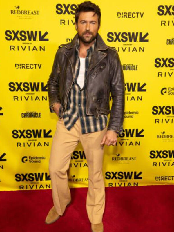 Brandon Sklenar Drop 2025 Biker Leather Jacket