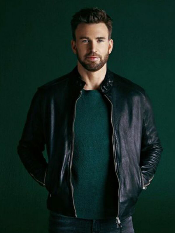Chris Evans New Black Leather Jacket