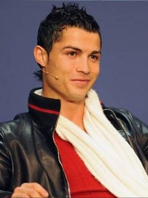 Cristiano Ronaldo Bomber Black Leather Jacket