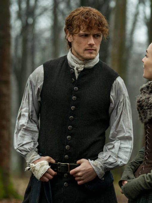 Outlander Sam Heughan Black Wool Vest