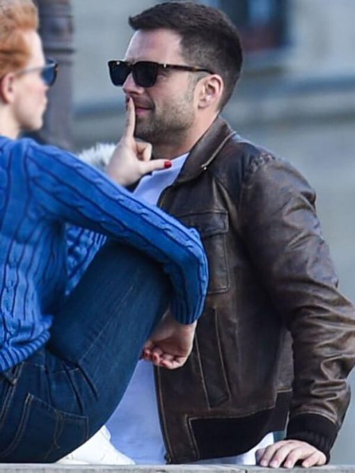 Sebastian Stan The 355 Nick Fowler Leather Jacket