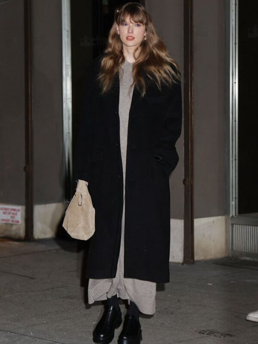 Taylor Swift Oversize Black Wool Coat