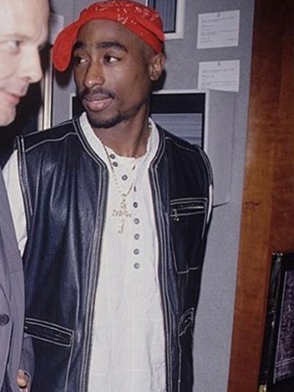 Tupac Shakur Bullet 1996 Black Leather Vest