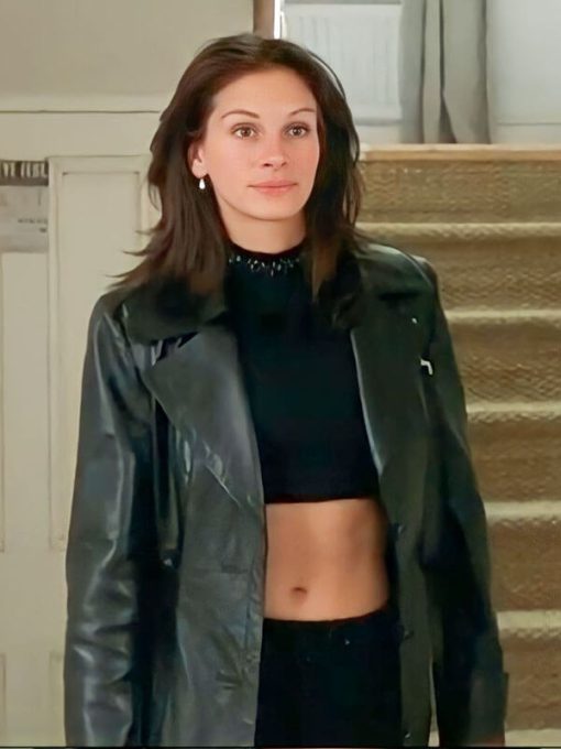 Anna Scott Notting Hill Black Leather Coat