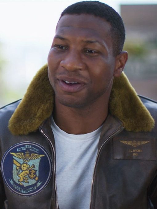 Devotion Jonathan Majors Leather Bomber Jacket