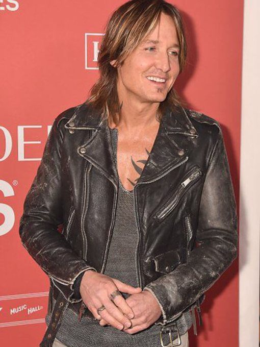 Keith Urban Black Leather Biker Jacket