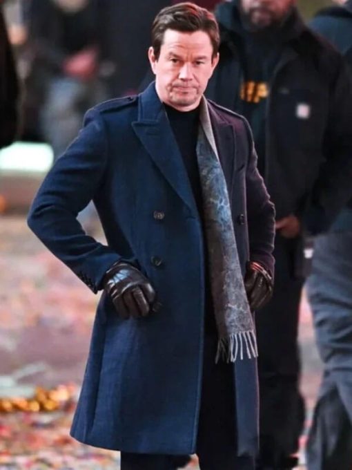 Play Dirty 2025 Mark Wahlberg Black Wool Coat