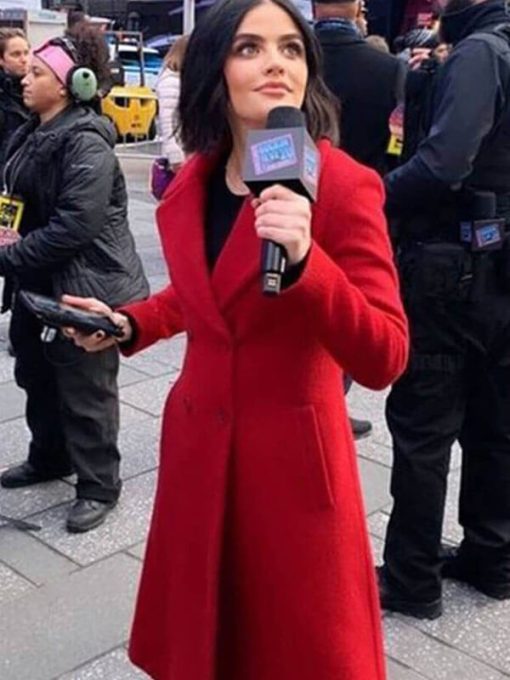 Lucy Hale Christmas Red Wool Coat