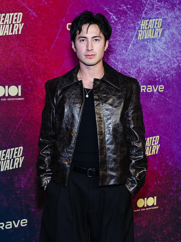 Heated Rivalry 2025 Hudson Williams Brown Leather Jacket