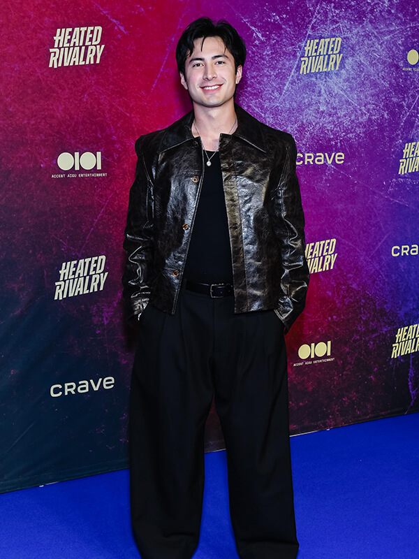 Heated Rivalry 2025 Hudson Williams Brown Leather Jacket