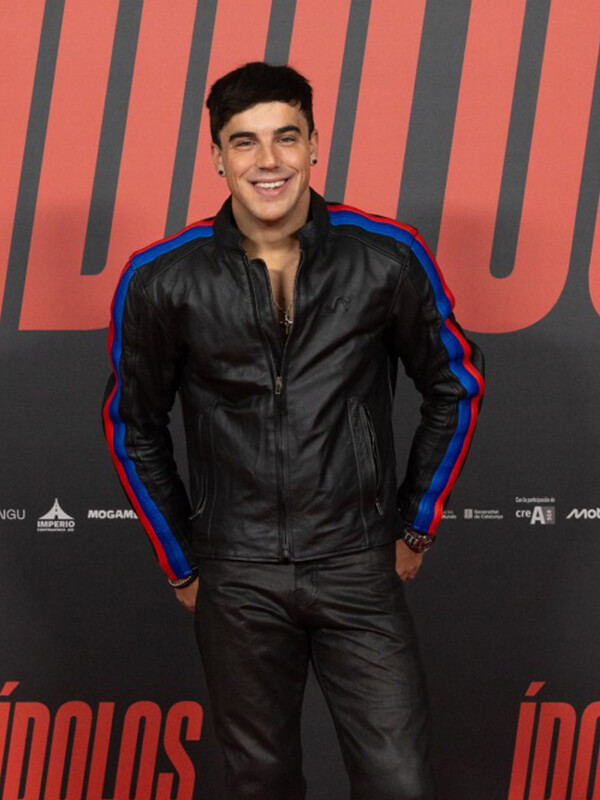 Idolos 2026 Oscar Casas Biker Black Leather Jacket