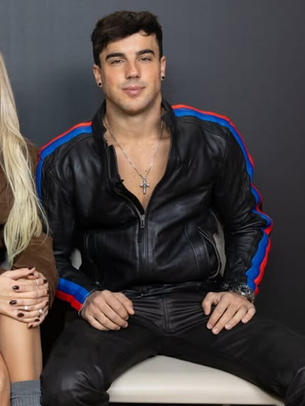 Idolos 2026 Oscar Casas Biker Black Leather Jacket