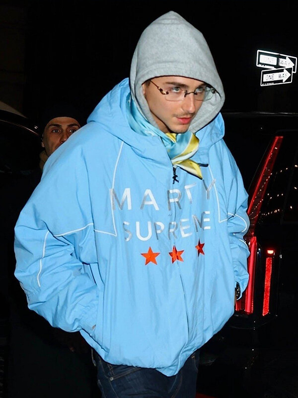 Marty Supreme Timothée Chalamet Blue Hooded Jacket
