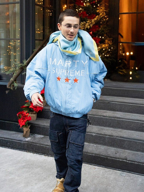 Marty Supreme Timothée Chalamet Blue Hooded Jacket